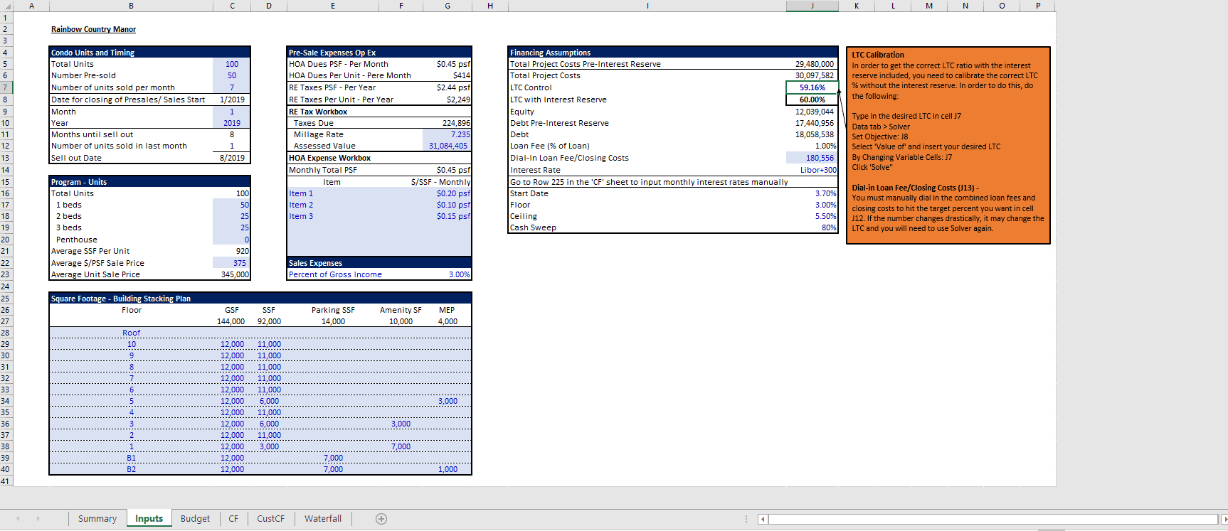 Condominium Development Model with Waterfall Module - Adventures in CRE