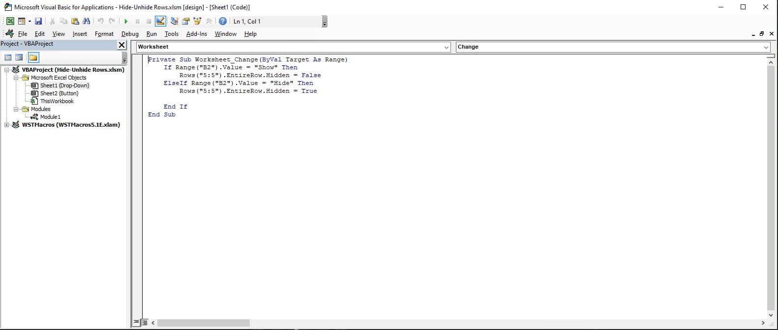 Using Excel VBA To Hide Rows In Real Estate Financial Modeling A CRE
