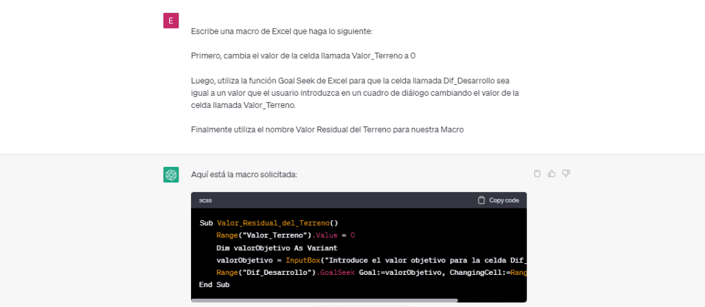 Usando ChatGPT de OpenAI para crear una macro de Excel para un modelo ...