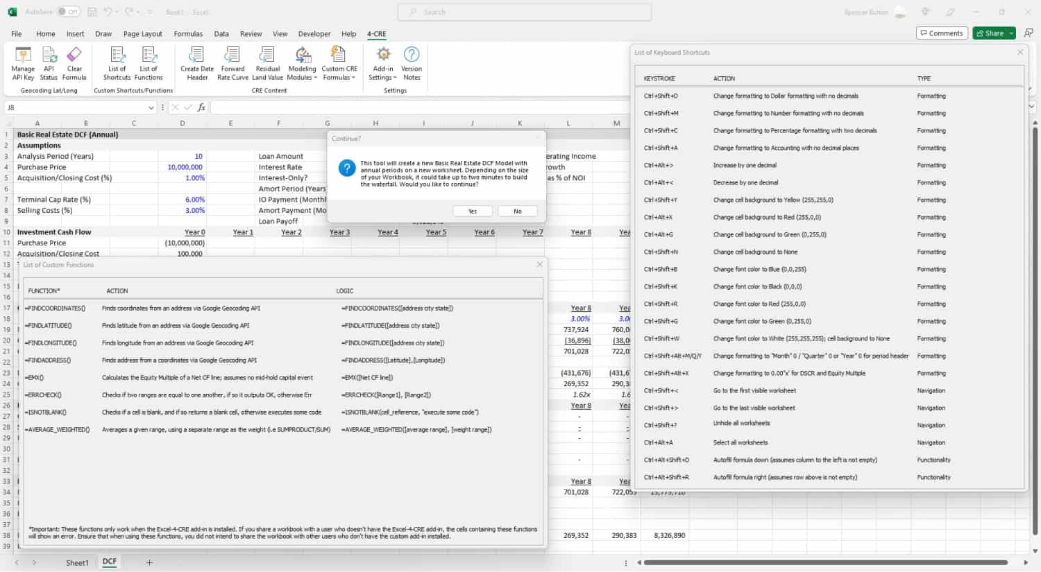 Supercharge Excel with the 'Excel 4 CRE' Add-In - Created by A.CRE